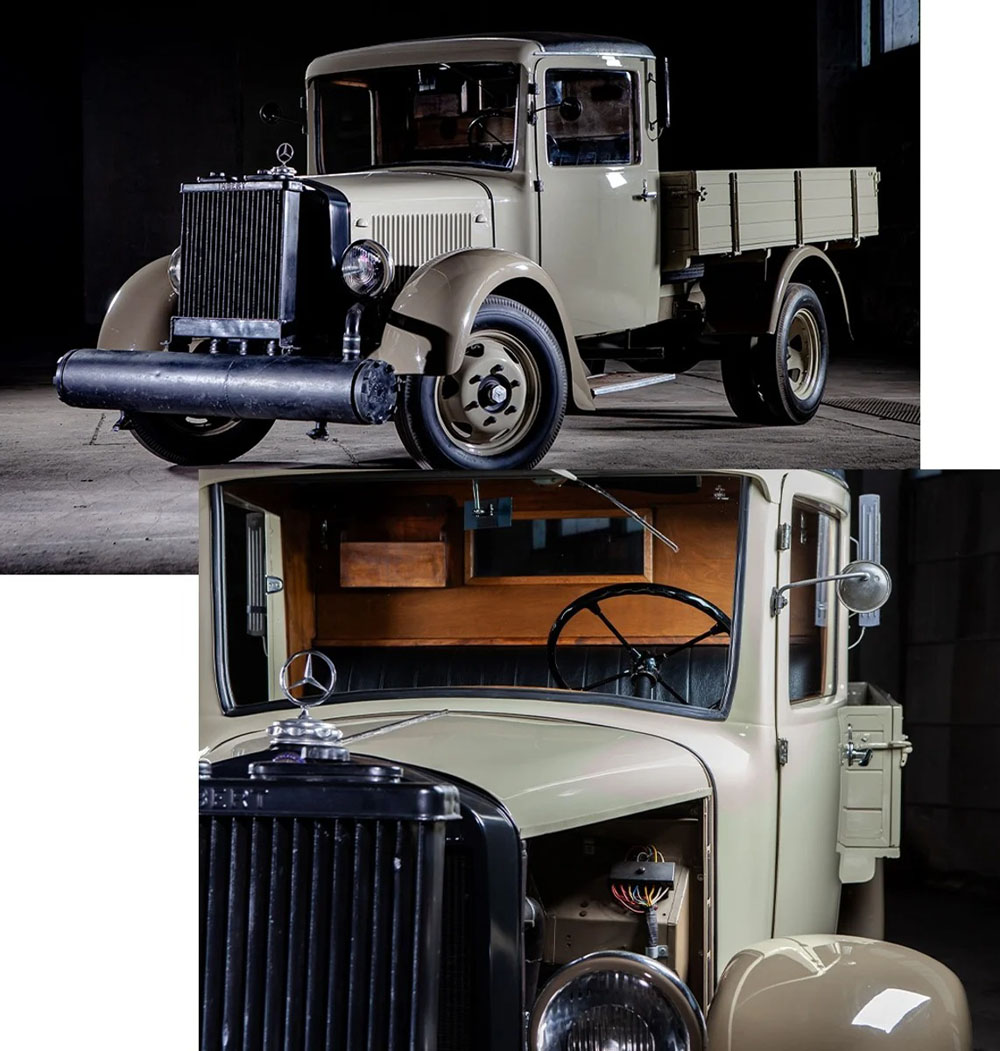 Išgelbėtas nuo užmaršties: pristatytas unikalus, mediena varomas „Mercedes“ sunkvežimis