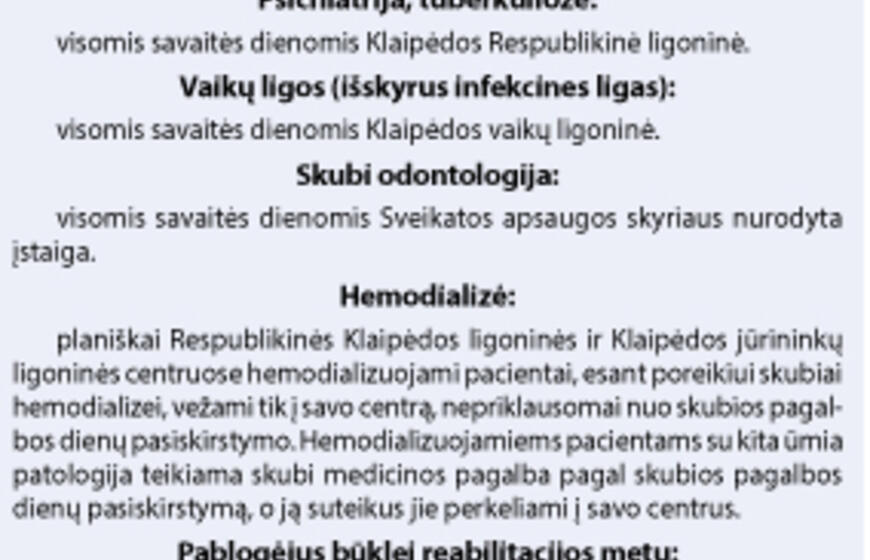 Skubios pagalbos teikimo Klaipėdos miesto daugiaprofilinėse ligoninėse ...