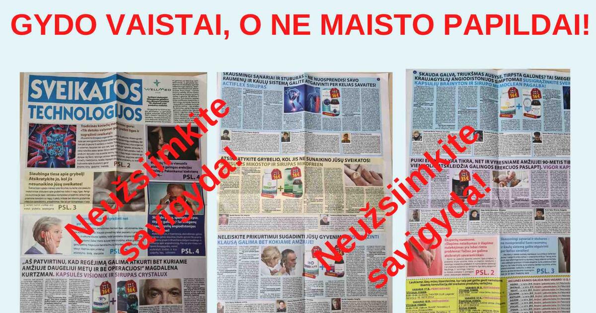 Neapsigaukite: ligas gydo vaistai, o ne maisto papildai