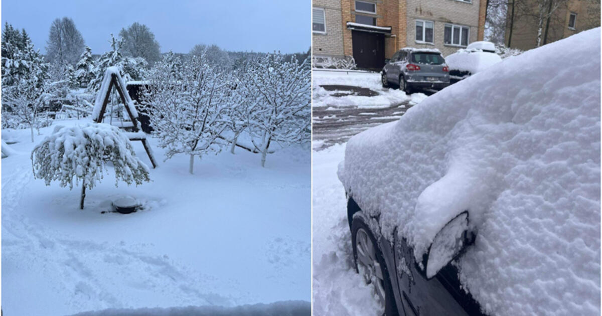 Šiaurės Lietuvoje – lyg gilią žiemą: nepravažiuojamos gatvės, dingusi ...