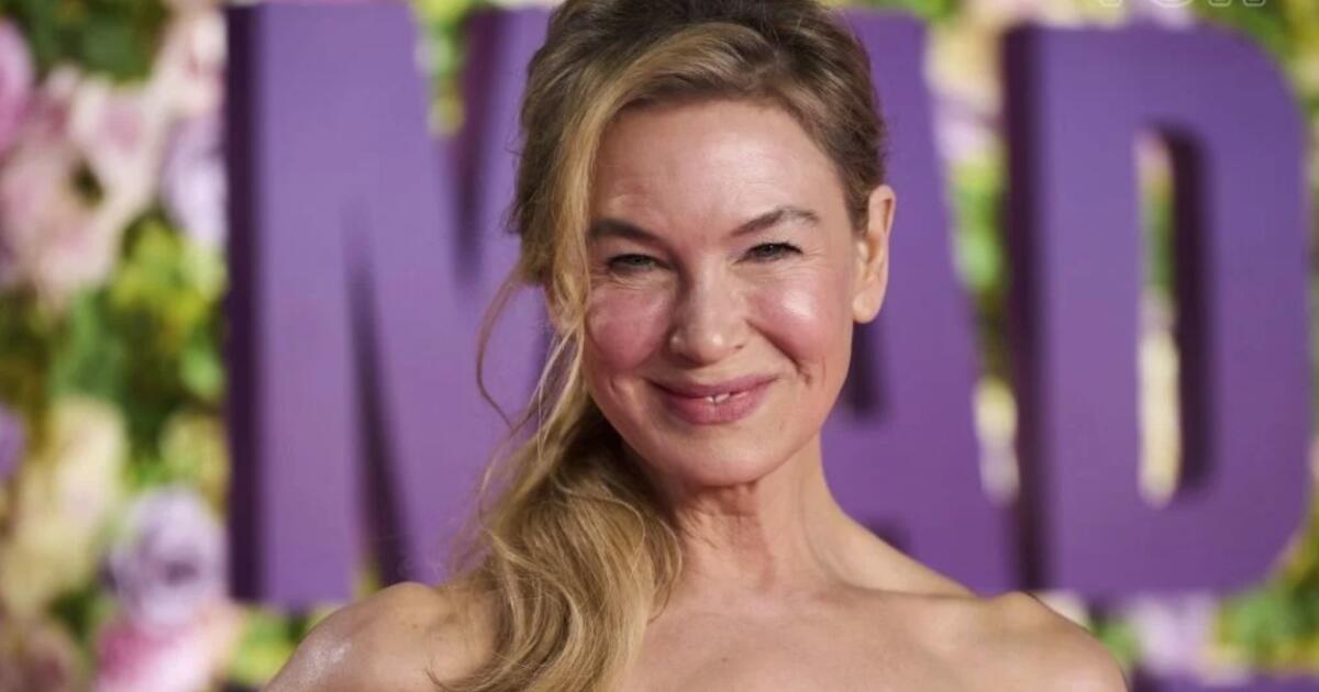 Renee Zellweger su purpurinės spalvos suknele: Bridžitos Džouns ...